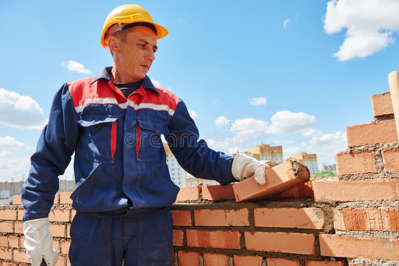 Construction Mason Worker Bricklayer Stock Image - Image of building ...