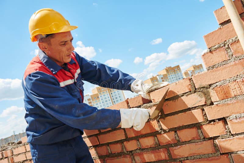 Construction Mason Worker Bricklayer Stock Photo - Image of acid ...