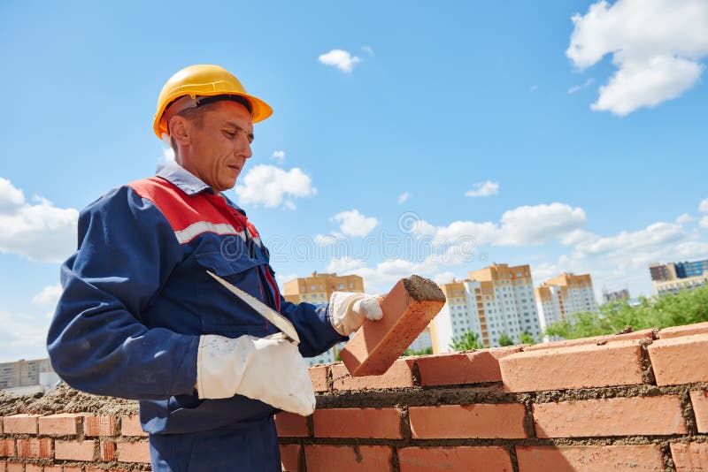 Construction Mason Worker Bricklayer Stock Photo - Image of acid ...
