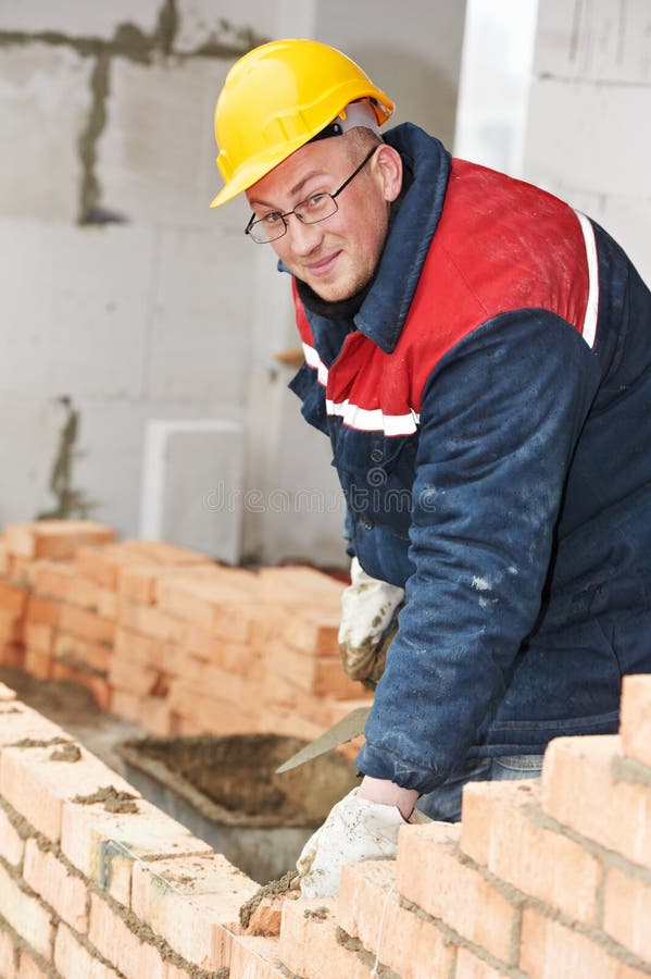 Construction Worker Bricklayer Stock Image - Image of calciumsilicate ...