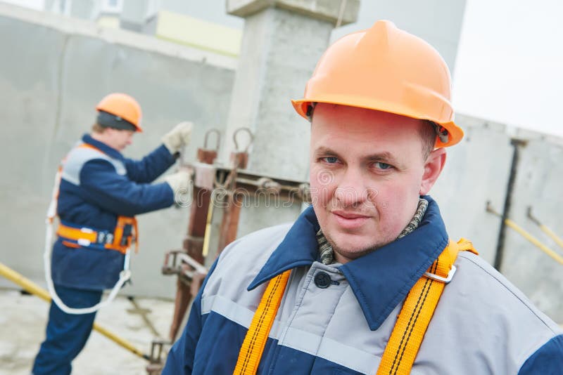 Construction Worker. Builders Concreter Joiners At Work Stock Photo ...