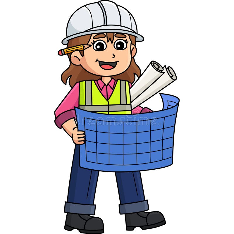 Construction Worker Building a Blueprint Clipart Stock Vector ...