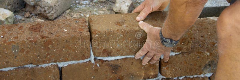 Construction Worker Building a Brick Wall Stock Photo - Image of male ...