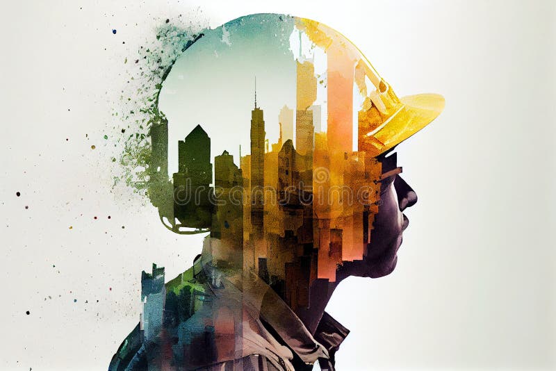 Construction Worker, Building Engineer or Architect Wearing a Helmet ...