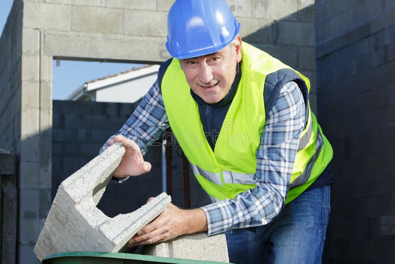 Construction Worker on Building Industry Construction Site Stock Image ...