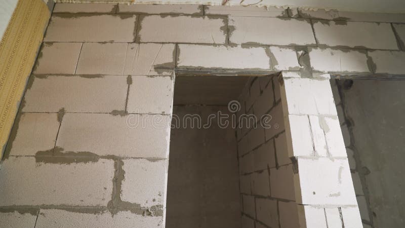 Construction Worker Building a Partition Wall. Stock Video - Video of ...