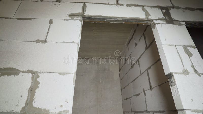 Construction Worker Building a Partition Wall. Stock Photo - Image of ...