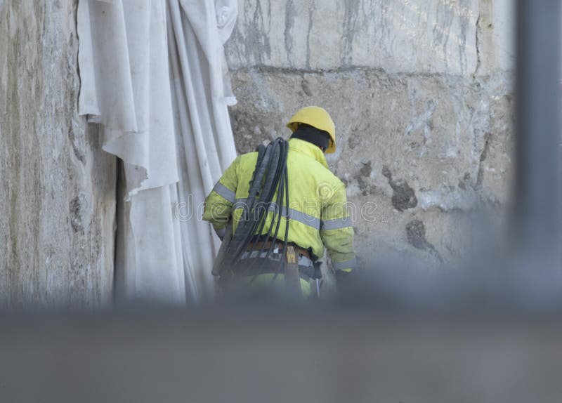 Construction Worker at a Building Site Stock Photo - Image of minimum ...