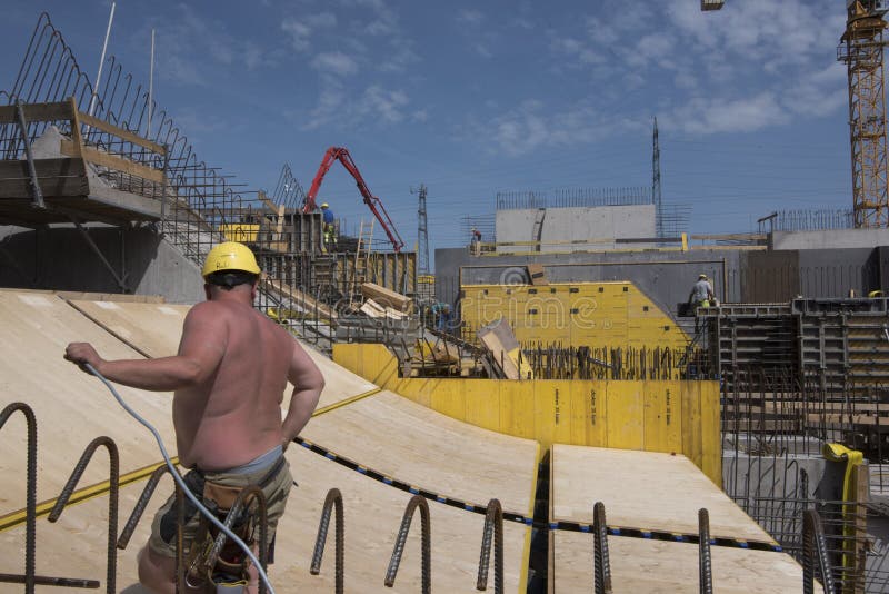 Construction Worker at a Building Site Editorial Image - Image of ...