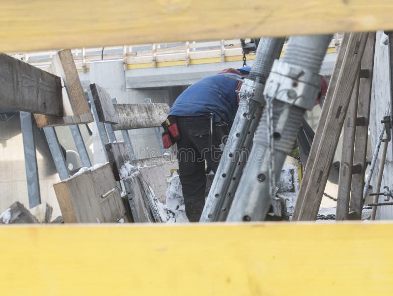 Construction Worker at a Building Site Stock Photo - Image of assembler ...