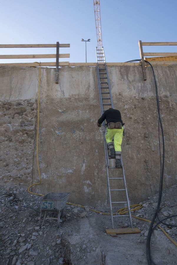 Construction Worker at a Building Site Stock Photo - Image of minimum ...