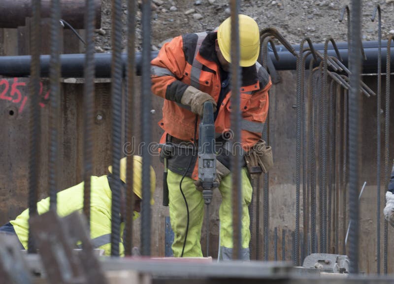 Construction Worker at a Building Site Editorial Stock Photo - Image of ...
