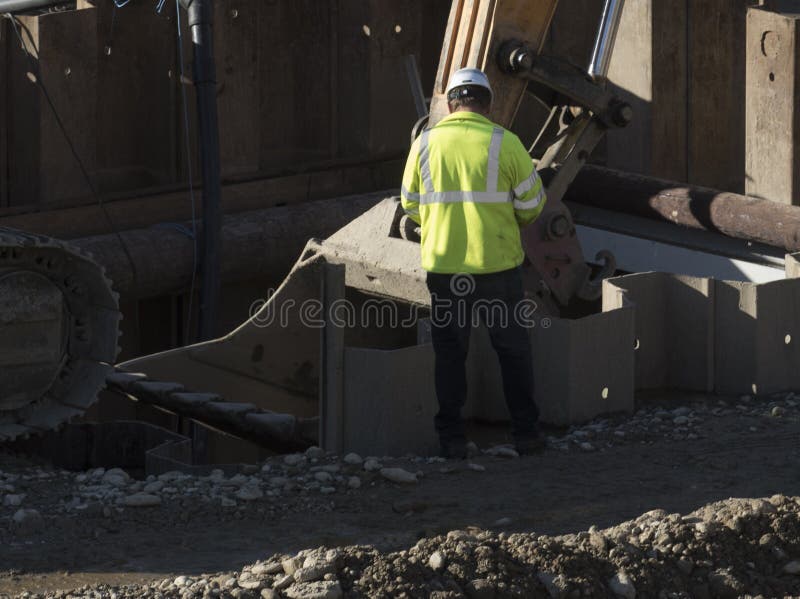 Construction Worker at a Building Site Stock Photo - Image of market ...