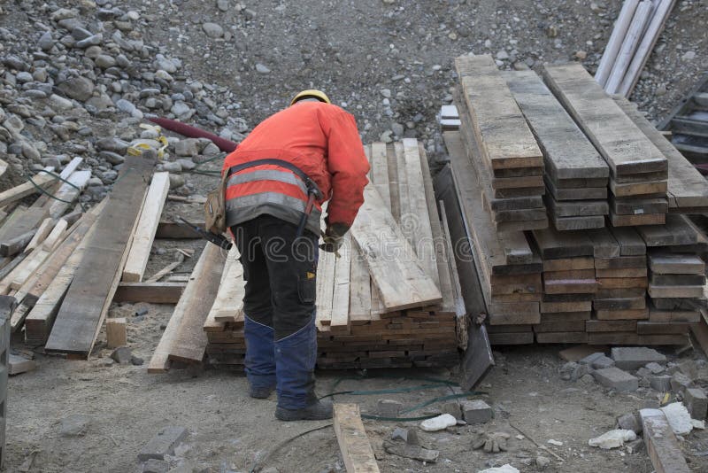 Construction Worker at a Building Site Stock Image - Image of facility ...