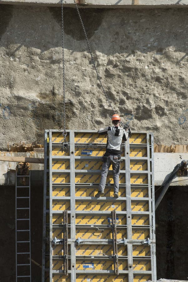 Construction Worker at a Building Site Editorial Stock Image - Image of ...