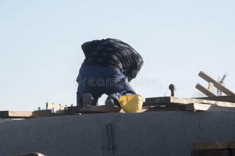 Construction Worker at a Building Site Stock Image - Image of ...