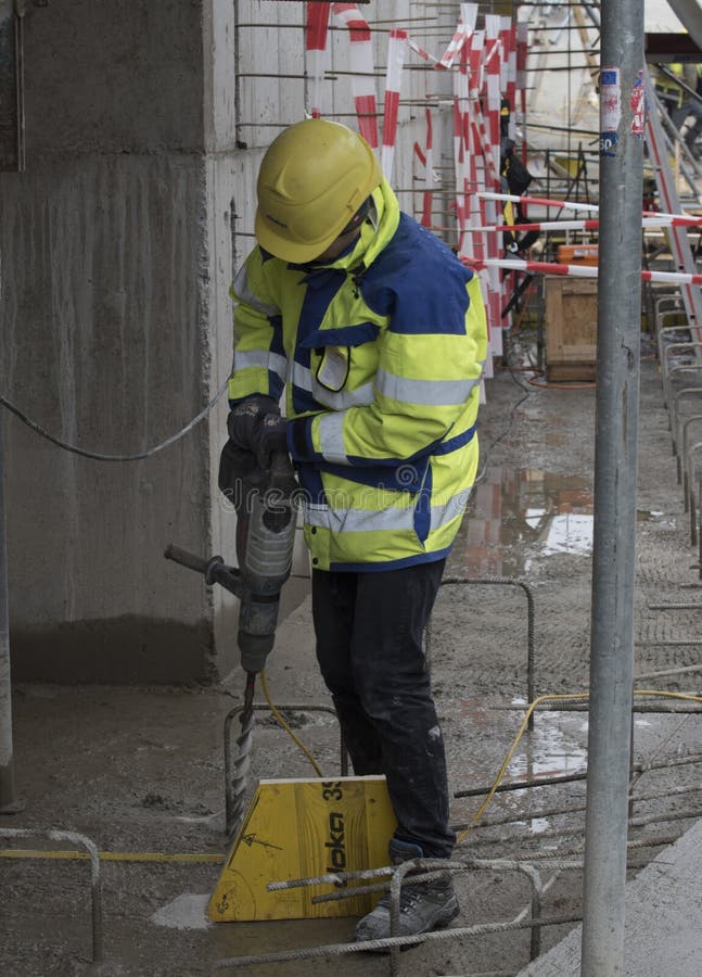 Construction Worker at a Building Site Editorial Stock Photo - Image of ...