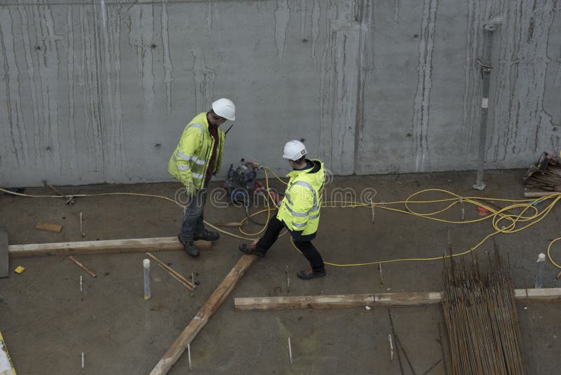 Construction Worker at a Building Site Stock Image - Image of planning ...