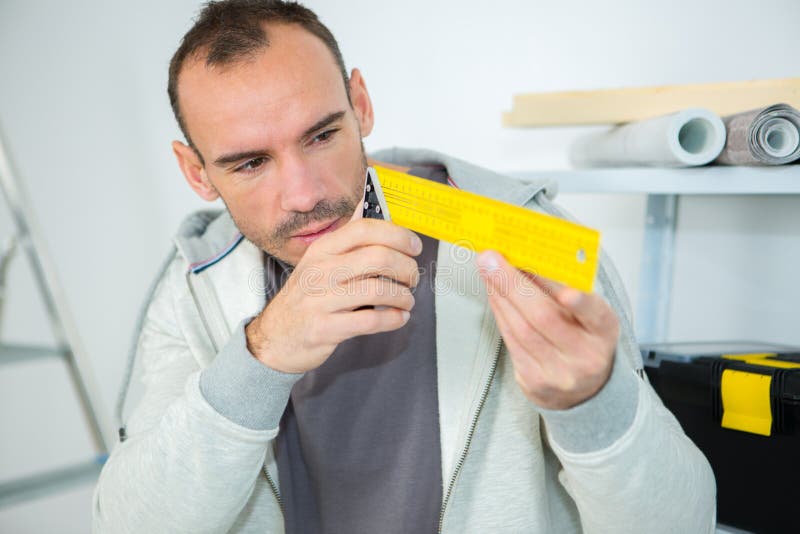 Construction Worker Building Timber Frame in New Home Stock Photo ...