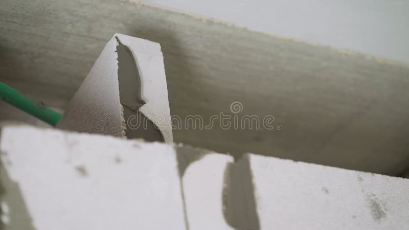 Construction Worker Building a Wall with Bricks. Stock Video - Video of ...