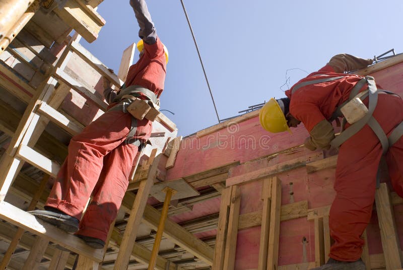Construction Worker Building Wall - Horizontal Stock Image - Image of ...