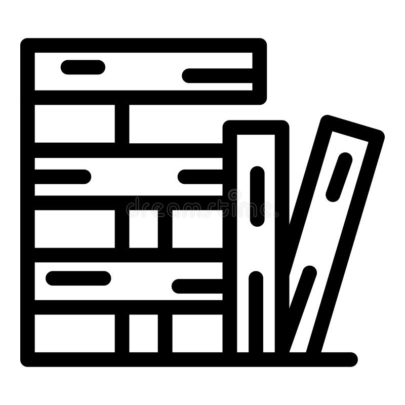 Construction Worker Building a Wall with Wooden Planks Icon Stock ...