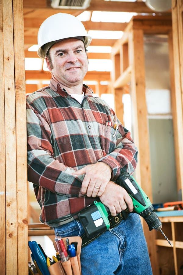 Handsome Construction Worker Stock Image - Image of beam, hardhat: 40925779