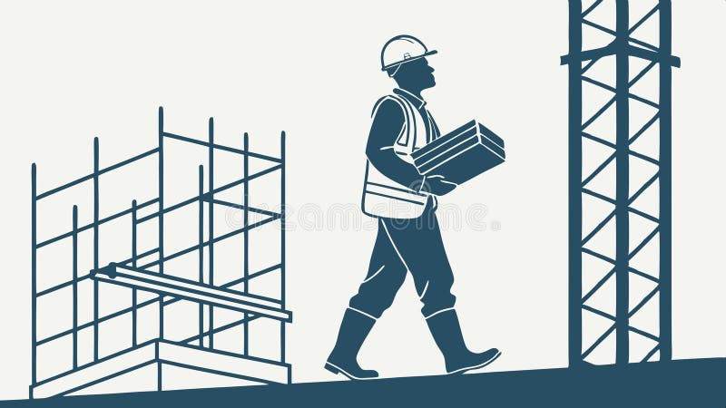 Construction Worker Carrying Stock Illustrations – 2,034 Construction ...