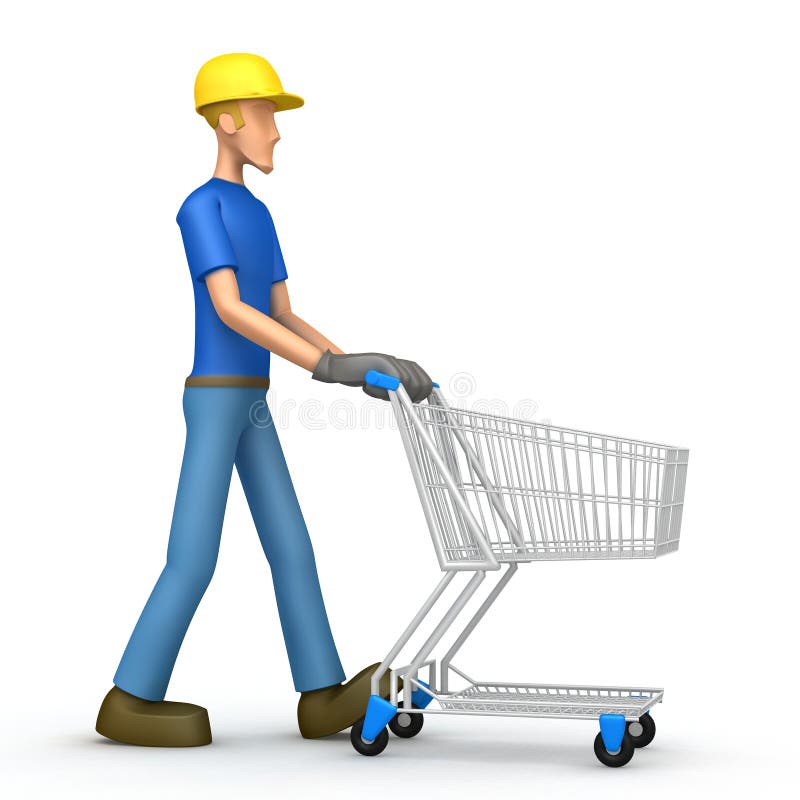 Construction Worker with Cart Stock Illustration - Illustration of shop ...