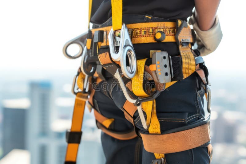 Construction Worker Climber on a Site Wearing Construction Safety ...