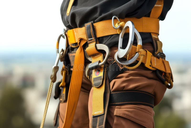 Construction Worker Climber on a Site Wearing Construction Safety ...