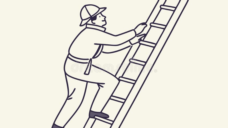 Handyman Climbing Ladder Stock Illustrations – 154 Handyman Climbing ...