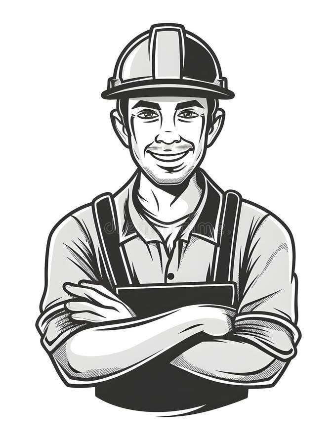 Construction Worker Coloring Page Design for Kids Stock Illustration ...