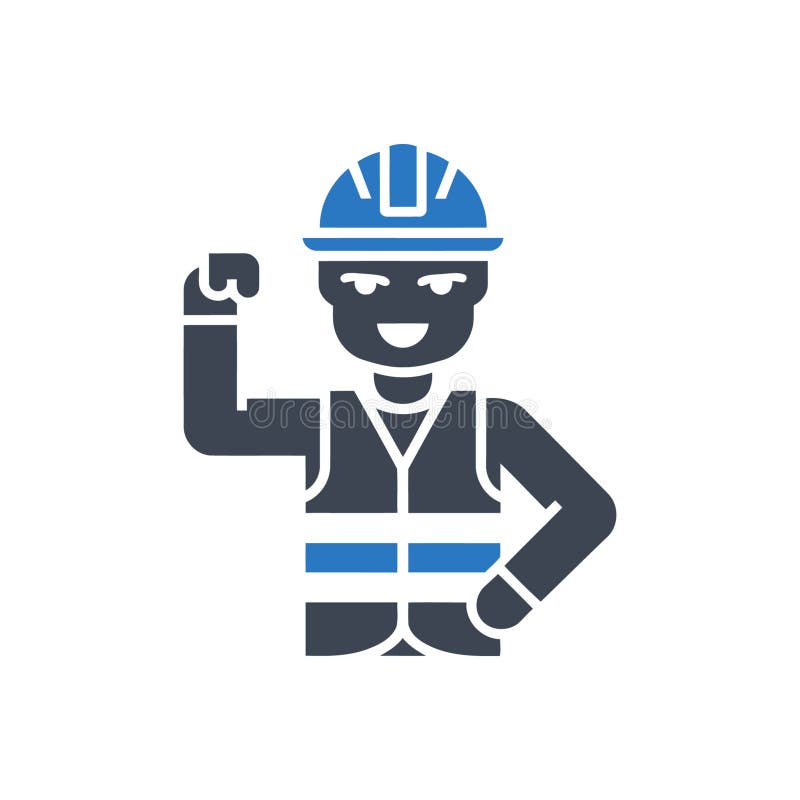 Construction Worker Confident Pose Icon Stock Vector - Illustration of ...