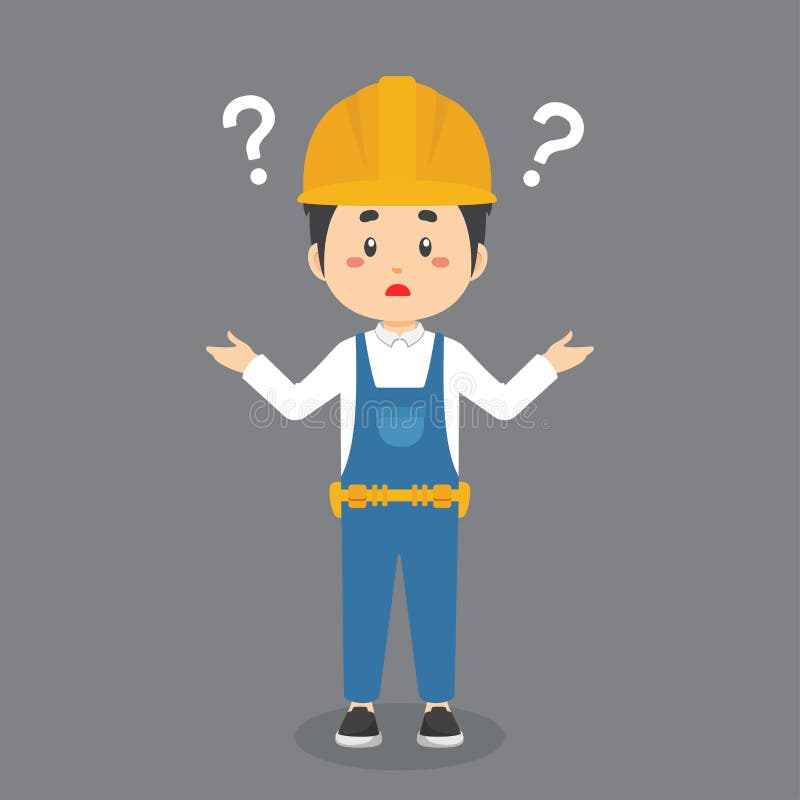 Construction Worker Confused with Question Mark Stock Vector ...