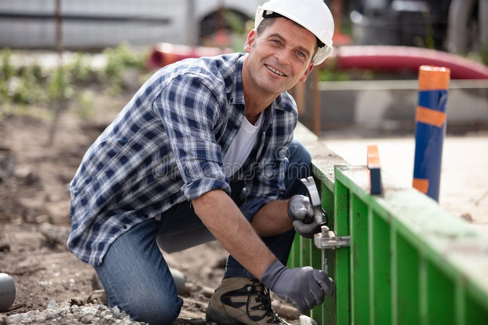Construction Worker at Construction Site Stock Photo - Image of ...