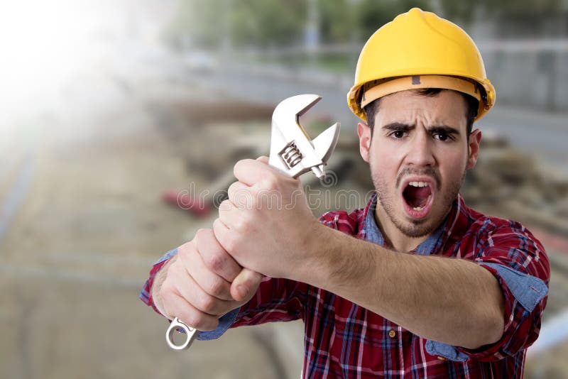Construction worker stock image. Image of problems, angry - 94704417