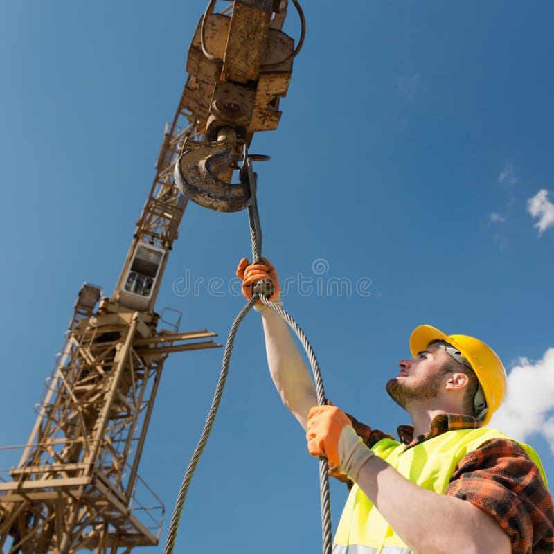 Construction Worker with Crane Stock Image - Image of building ...