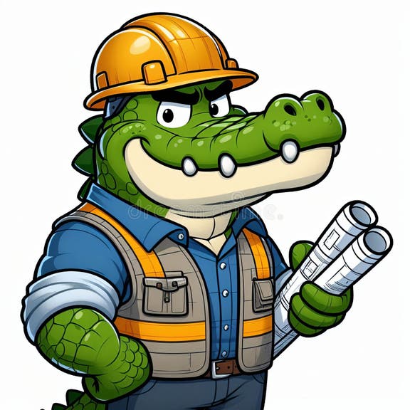 Construction Worker Crocodile with Helmet Stock Illustration ...