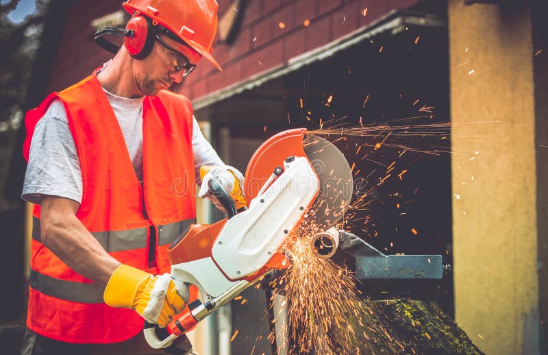 Worker with a Pipe stock photo. Image of material, pipeline - 133109834