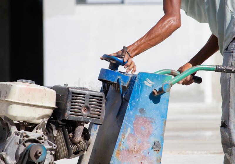 Construction Worker and Cutting Concrete Machine Editorial Photo ...