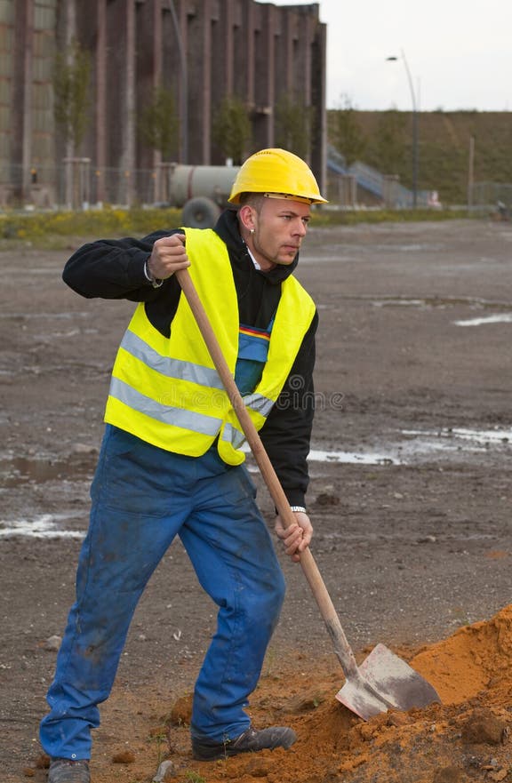 Construction Worker Digging Ground Stock Image - Image of tool ...