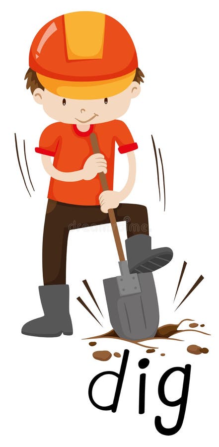Construction Worker Digging Stock Vector - Illustration of excavate ...