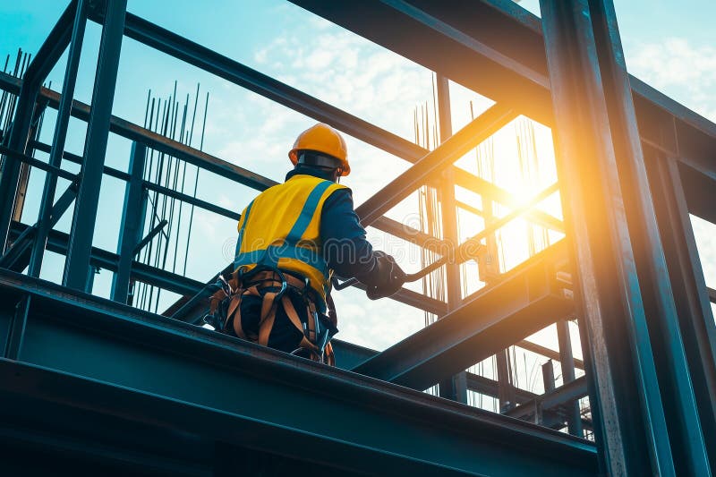 Construction Worker Diligently Performing Tasks at Bustling Building ...
