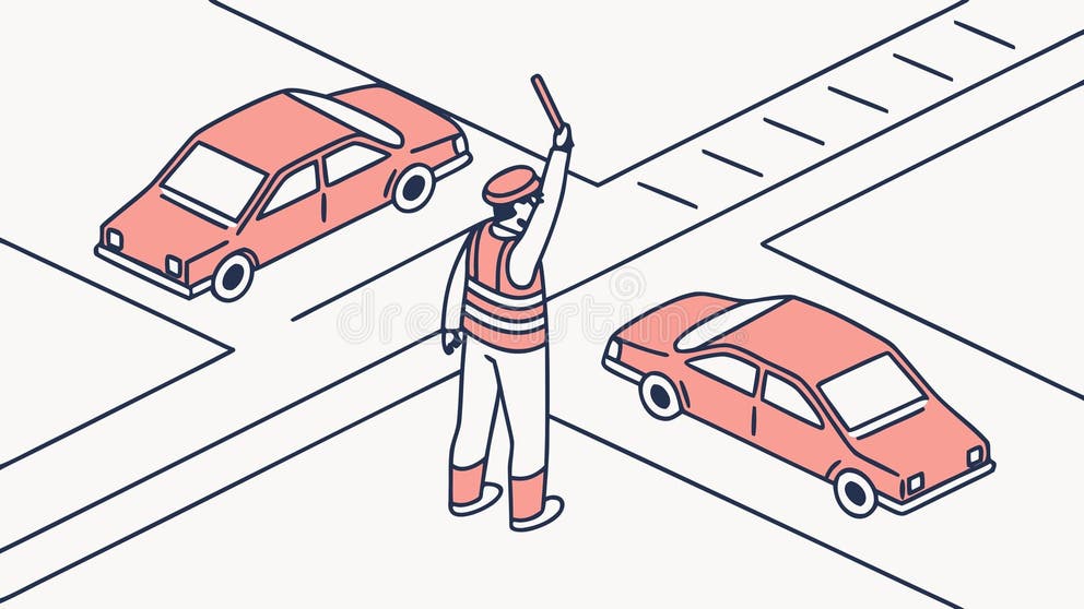 Construction Worker Directing Traffic, Road Safety, Vector Design ...