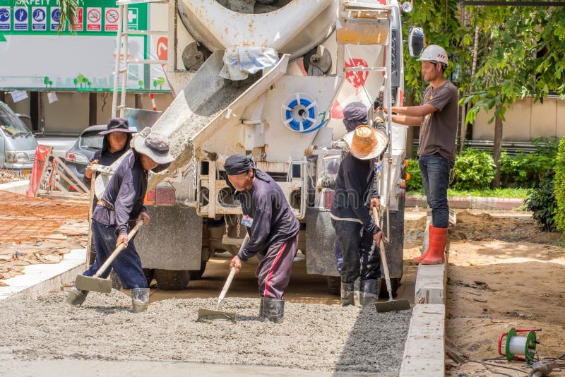 Construction Worker is Doing the Road Editorial Image - Image of ...