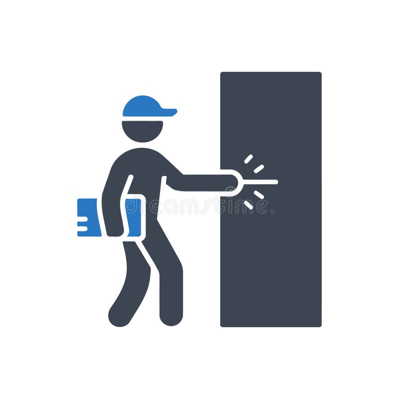 Construction Worker Door Access Icon Stock Vector - Illustration of ...