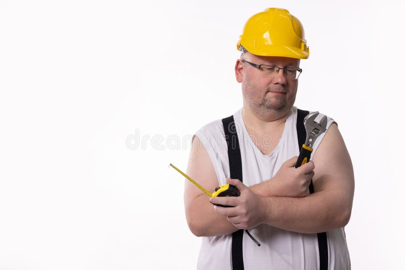 A Construction Worker Dressed in Casual Attire, Equipped with Various ...