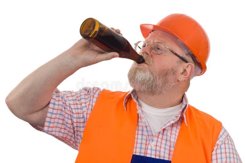Construction Worker Drinking Beer Stock Photo - Image of engineer ...
