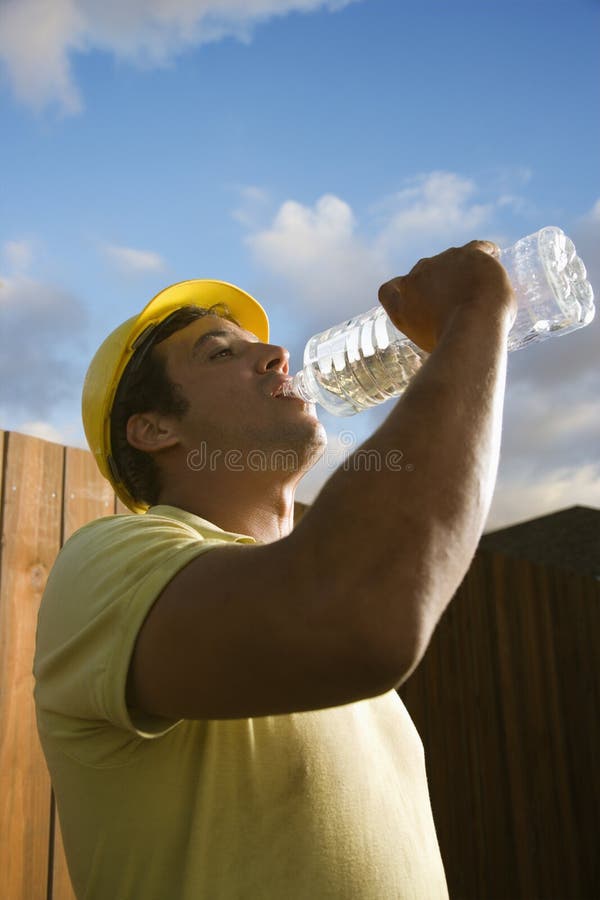 Construction Worker Drinking Water Stock Photo - Image of health ...